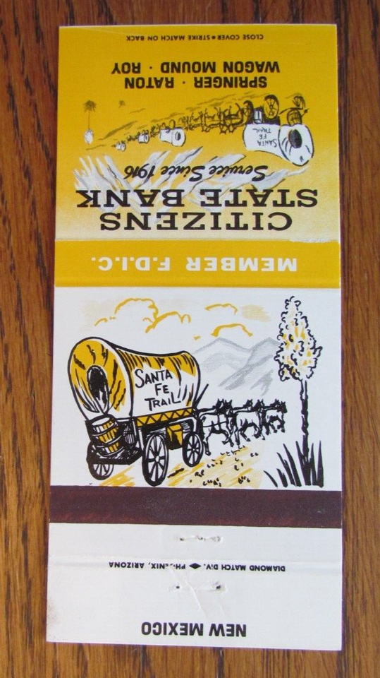 RATON ROY SPRINGER & WAGON MOUND NEW MEXICO MATCHBOOK COVER: CITIZENS ...
