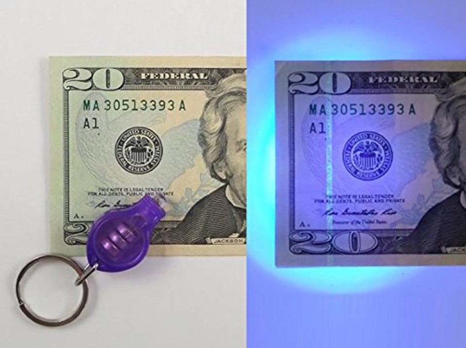 5 pc UV LED Flashlight Mini Keychain ID Currency Detector Ultraviolet ...