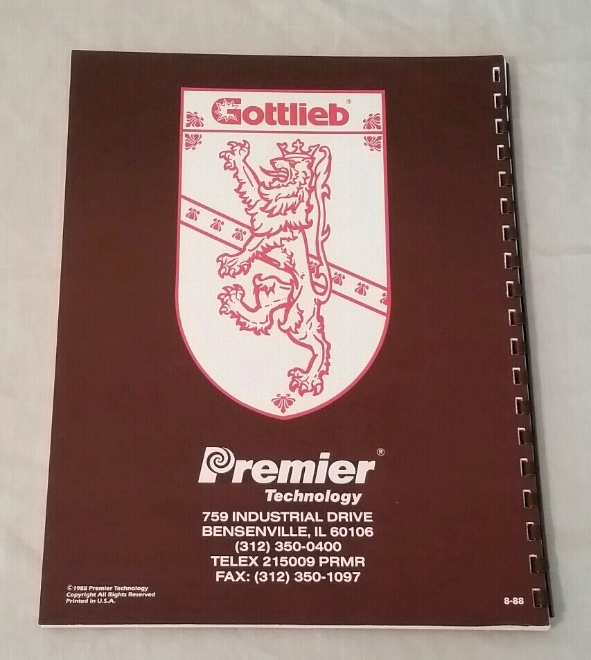 Gottlieb Premier Excalibur Pinball Machine Original Manual & Schematics ...