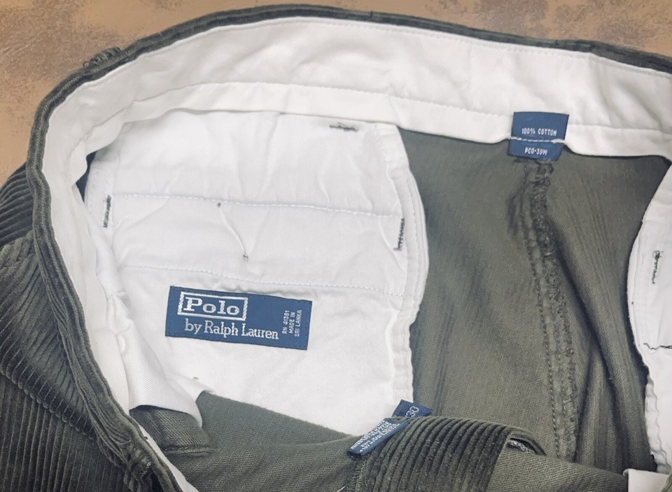 Polo By Ralph Lauren Dark Green 7 Wale Corduroy Pants RN 41381 Sz 35/30 ...