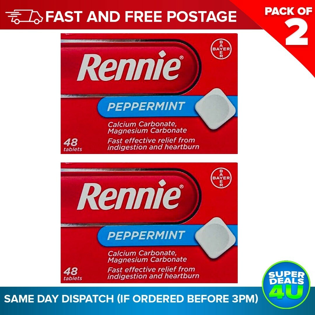 Rennie Heartburn Indigestion & Wind Relief Chew Peppermint NEW Total 96 ...