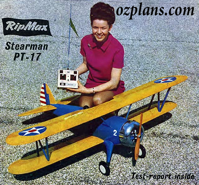 Boeing Stearman PT-17 Biplane 64" WS PRINTED RC AIRPLANE MODEL PLANS ...