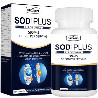 Superoxide Dismutase Supplement 500mg - SOD Plus with liposomal ...