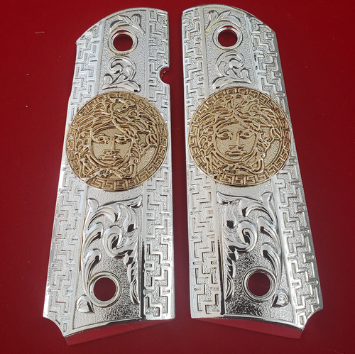 For 1911 Colt Combat Commander .45 Grips MEDUSA Nickel 1911 Full size ...
