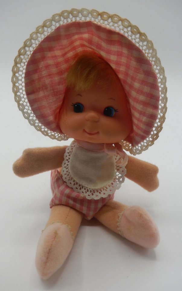 Vintage Mattel Honey Baby Bonnet Beans Doll Toy Pretty Pink Gingham ...