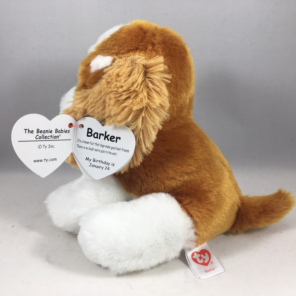 New 2020 TY Beanie Baby 6" BARKER the Spaniel Dog Stuffed Animal Toy ...