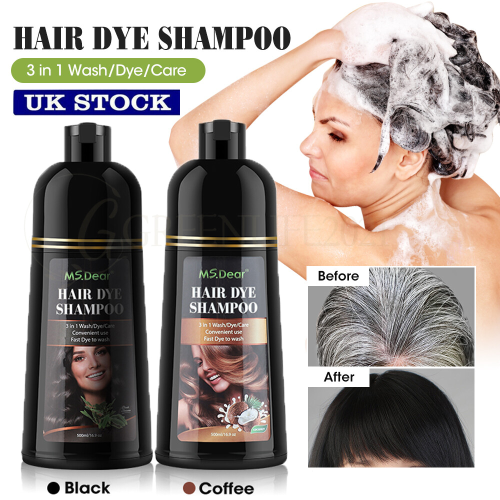 500ml Natural Herbal Permanent Hair Dye Shampoo Instant Fast Hair Color ...