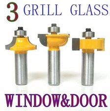 3x Glass Door Router Bit Set Round Over Bead 1/2" Shank Woodworking ...