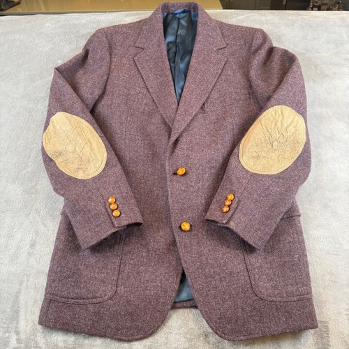 Pendleton Wool Blazer Sport Coat Elbow Patch Herringbone Jacket Size 44 ...