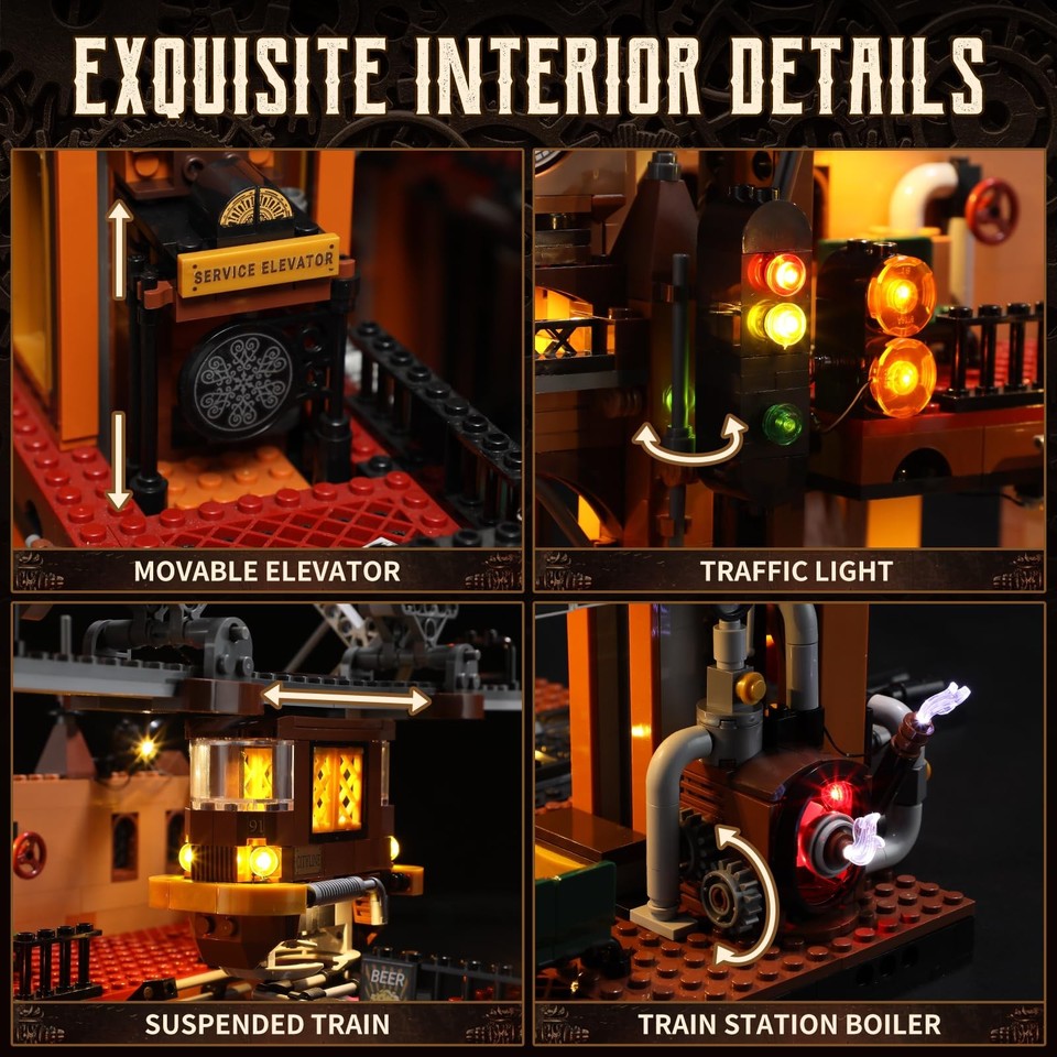 Train-Station Lighting Building Bricks Set - Steampunk LED Light Building Set... | eBay