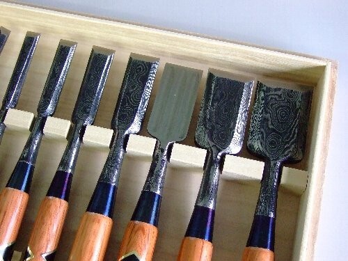 Hanyu Yasushi Damascus Oire Nomi Japanese Bench Chisels Set of 10 Red ...