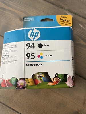 HP 94 Black + 95 Tri-Color Ink Cartridges Combo Pack Genuine Sealed Exp ...