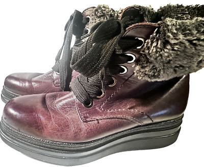 TJ Collection Euro Size 36 Brown Leather Boot Fur Lined Zipper Handmade ...