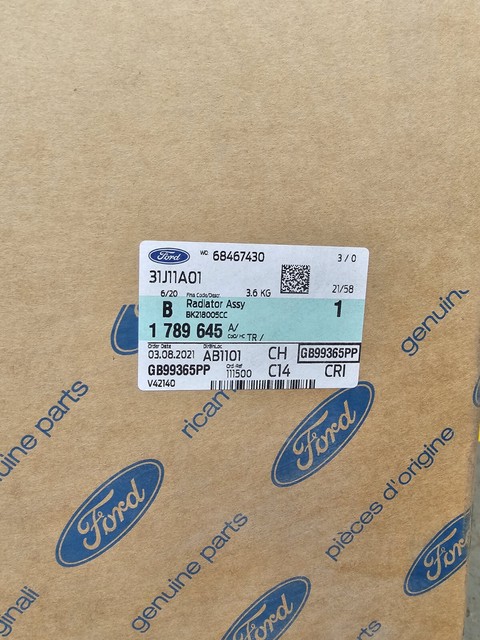 Genuine Ford TRANSIT Mk8 Water Radiator to Fit 2014 on Part Number ...