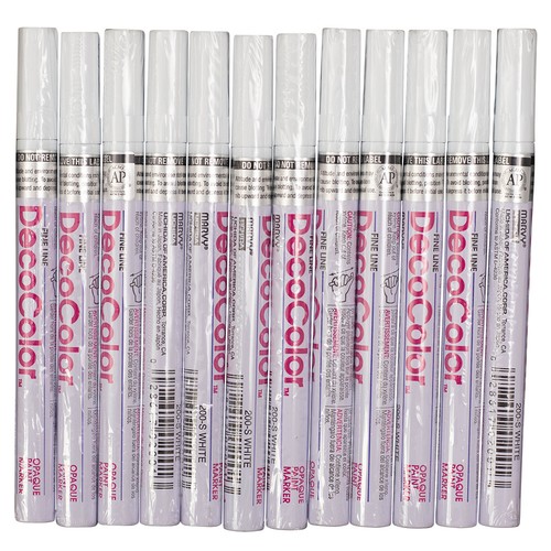 12 Pc White Decocolor Fine Line Oil Based Glossy Opaque Paint Draw ...