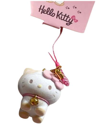 New Hello Kitty PINK Bell Ring Key Fob Keychain Charm Bag Purse Mascot ...