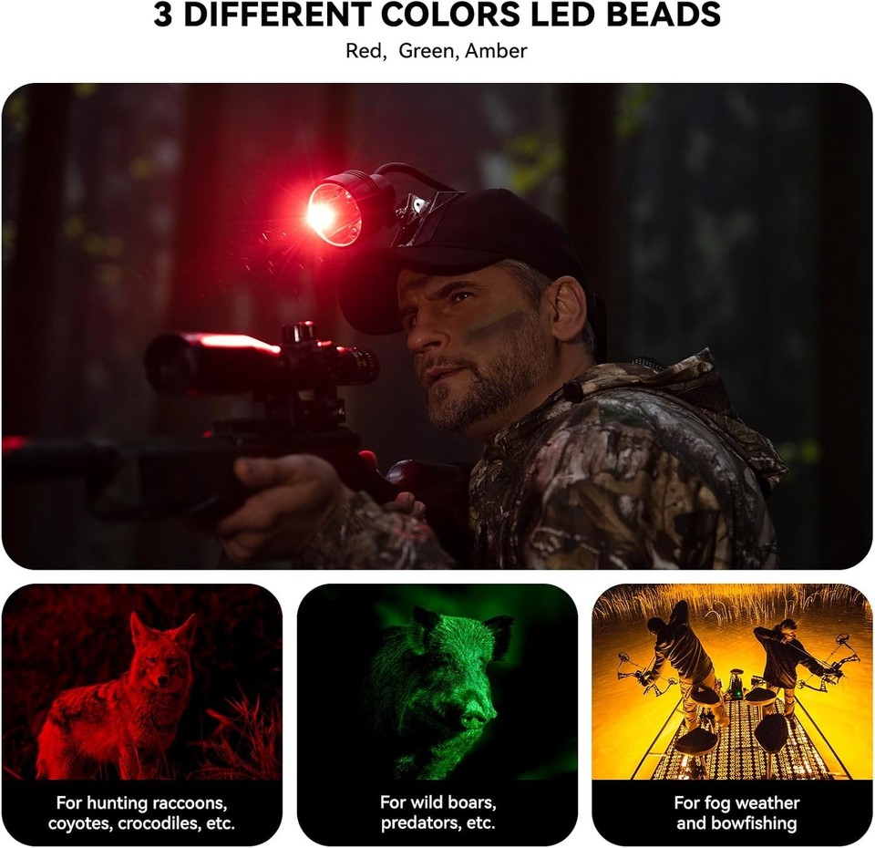 Coon Hunting Lights Headlamp for Coyotes Hog Predators Rechargeable ...