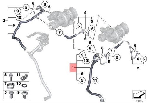 Genuine BMW F01 F01N F02 F02N Turbocharger Feed Inlet Pipe OEM ...