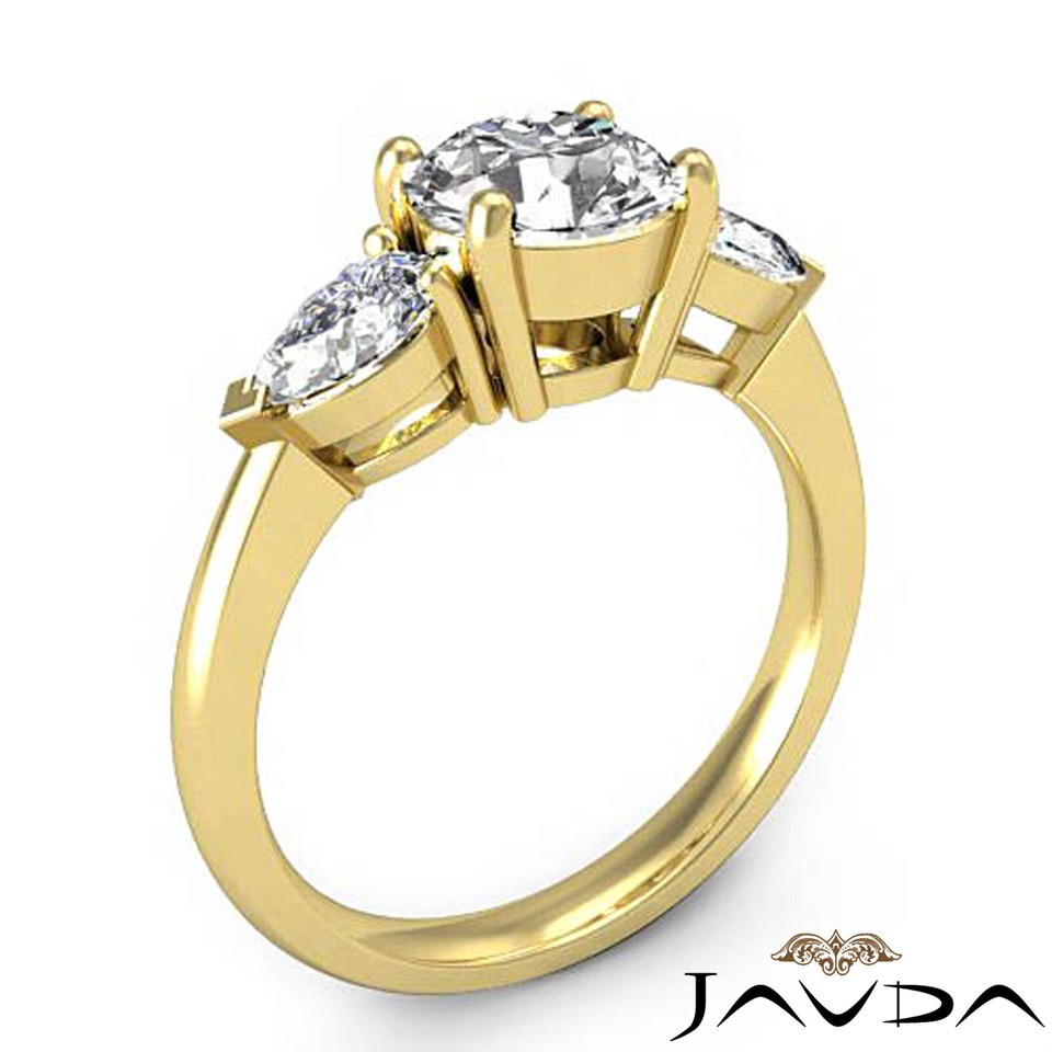 3 Stone Natural Round Javda Diamond Engagement Ring GIA F SI1 Platinum ...