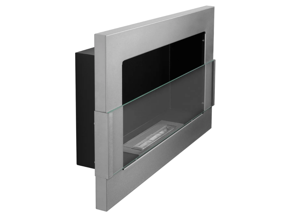 Bio Ethanol Fireplace 650x400 - Wall-Mounted - With glass - Silver ...