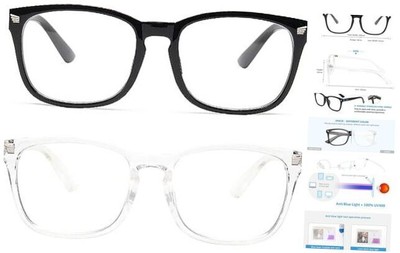 2 Pack Blue Light Blocking Glasses, Computer *B1 Light Black+clear ...