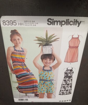 Simplicity 8395 Pillowcase Dress, Jumpsuit & Romper w Drawstring Waist Sz 3-6 | eBay