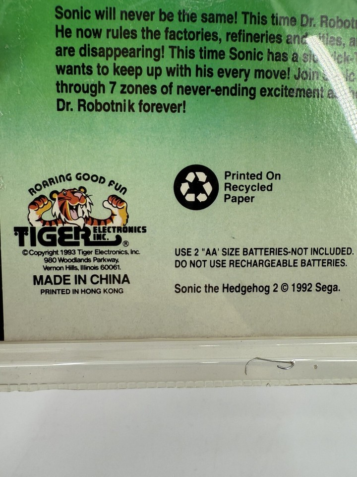 NOS Vintage 1993 Tiger Sonic the Hedgehog 2 Electronic LCD Video Game ...
