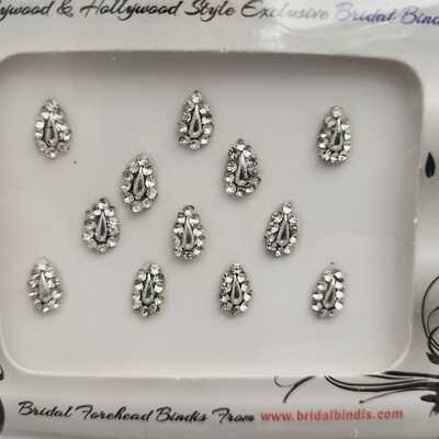 Tear Drop Silver Tone Bindis. Tear Drop Bindis. | eBay