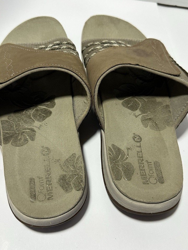 Merrell Lilyfern Sport Slides Sandals Womens 10 Aluminum Brown Leather ...