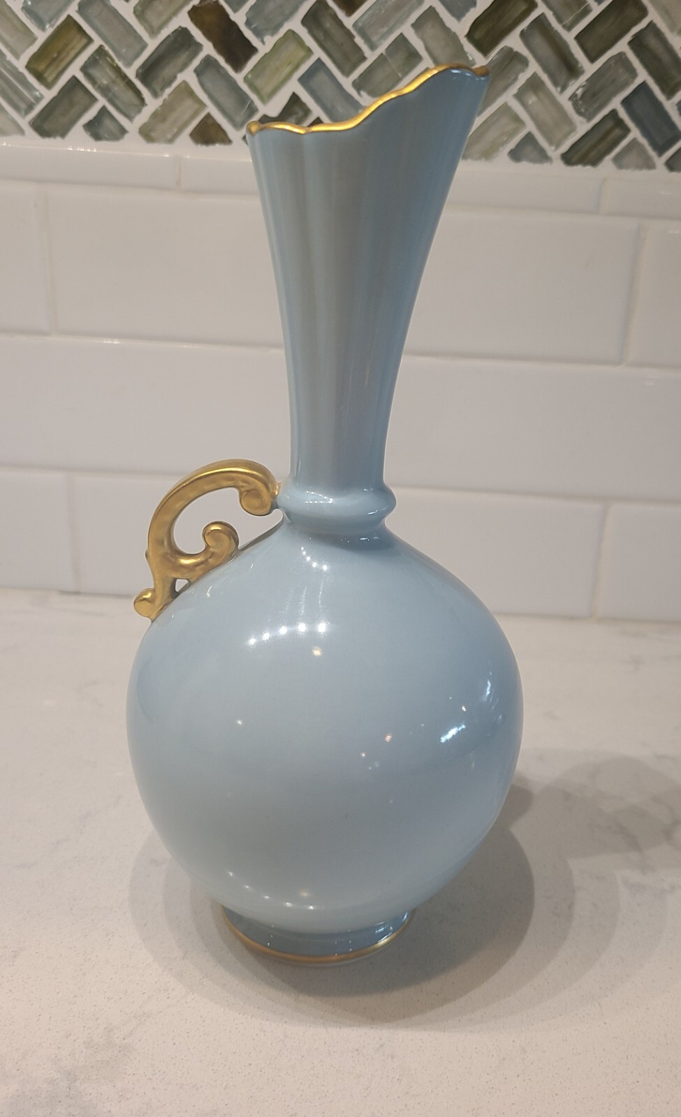 VTG Rare Vintage Blue Lenox Bud Vase With Gold Trim And Blue Stamp | eBay