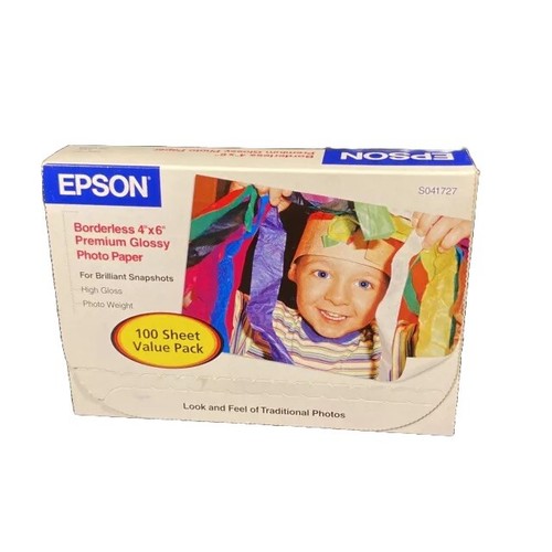 Epson Photo Paper 4x6 Inches Borderless Premium Glossy 100 Sheets each ...