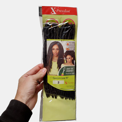X-Pression Braid Faux Locs Loops 10" Color - 2 Easy To Crochet Hair NWT ...