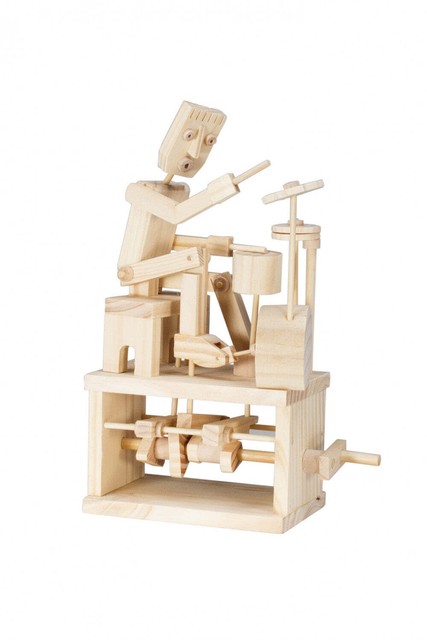 Drummer Wooden Model Kit 3d Moving Automata Timberkits Natural Wood ...
