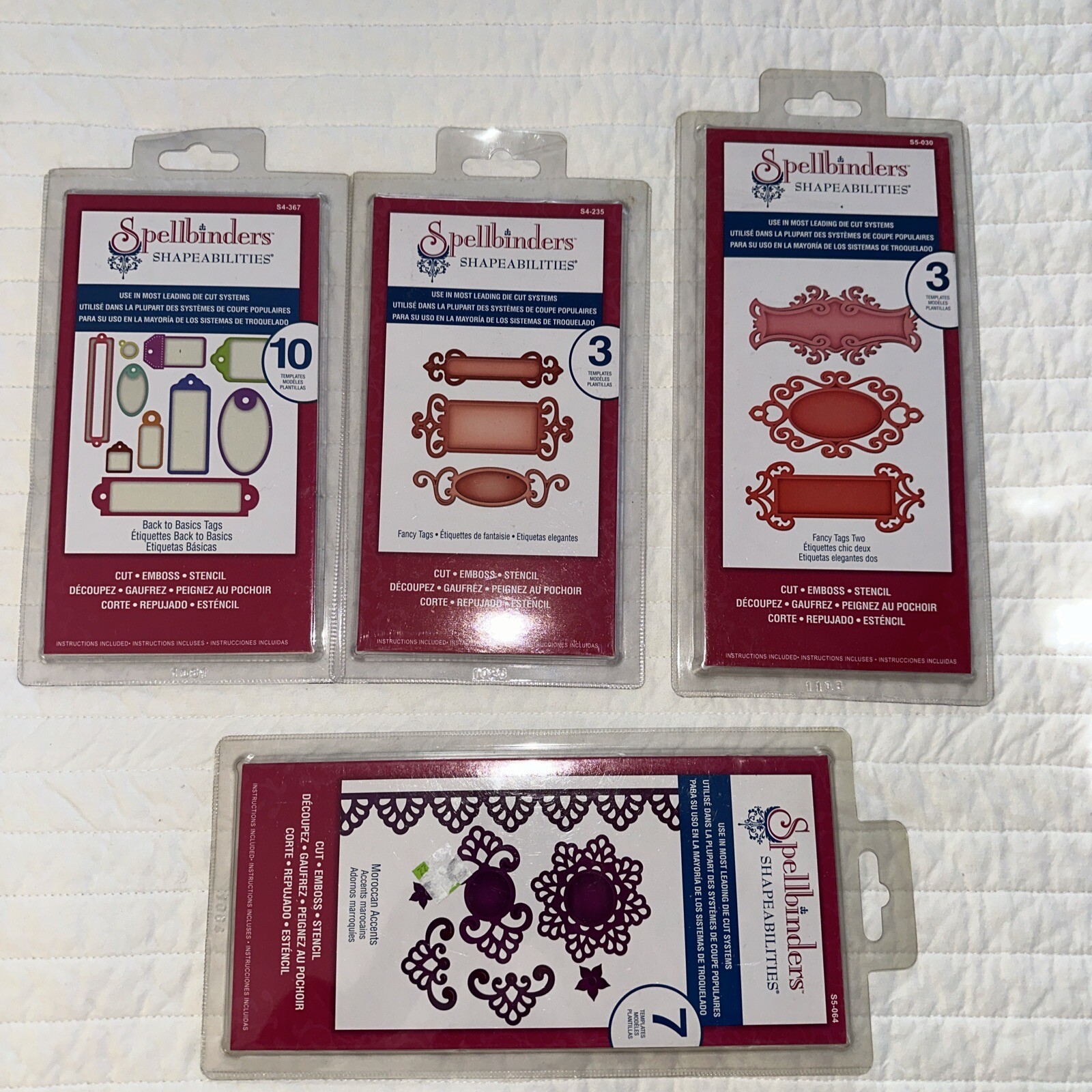 Lot of 4 Spellbinders Metal Die Cuts Shapeabilities *New* Labels | eBay