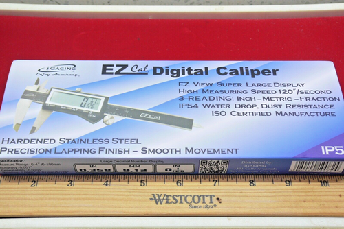 iGaging IP54 4" EZ Cal Digital Caliper 100mm extra battery NEW steel ...