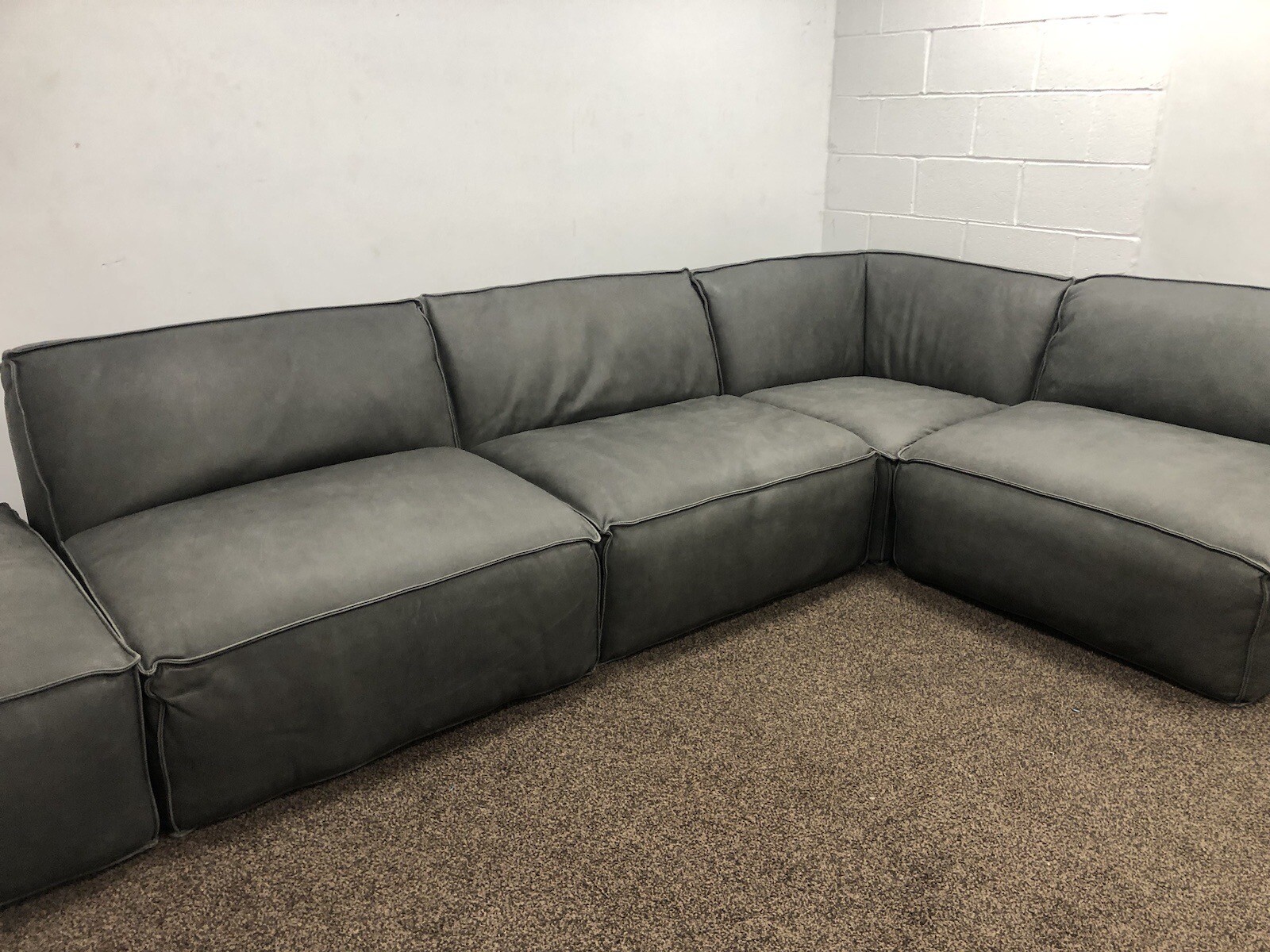 DFS REFLECT CORNER SOFA HAND TIPPED LEATHER FAT LUXE BY HALO GRAPHITE ...