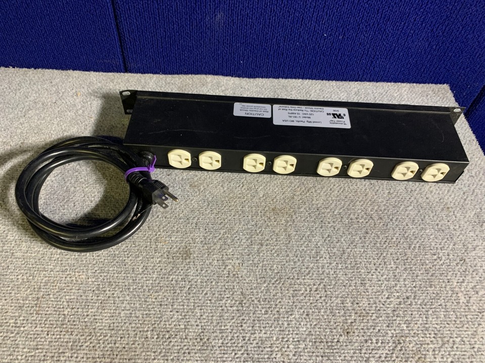 Lowell 1U Rack Mount 8 Outlet Power Strip U 181-RL w/ low lighting ...