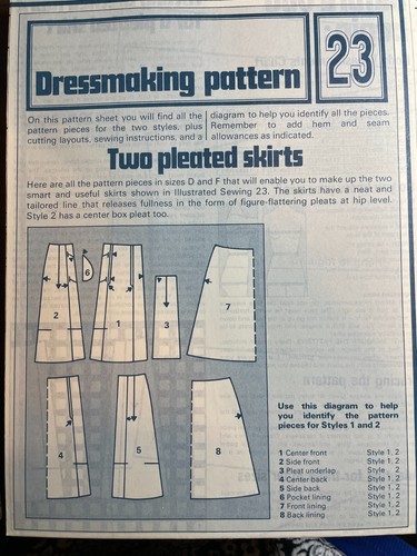 Dressmaking Pattern # 23 Two Pleated Skirts Sewing Pattern UnCut | eBay