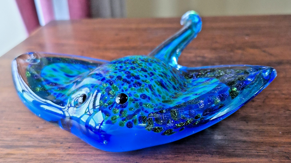 Glass Manta Ray Blue/Green with "Sparkled Finish"-47 | eBay UK