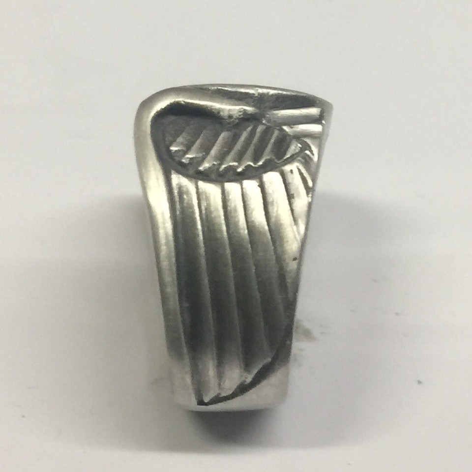 MJG STERLING SILVER WINGED MOTORCYCLE WHEEL RING. @ 24 GR. BIKER ...