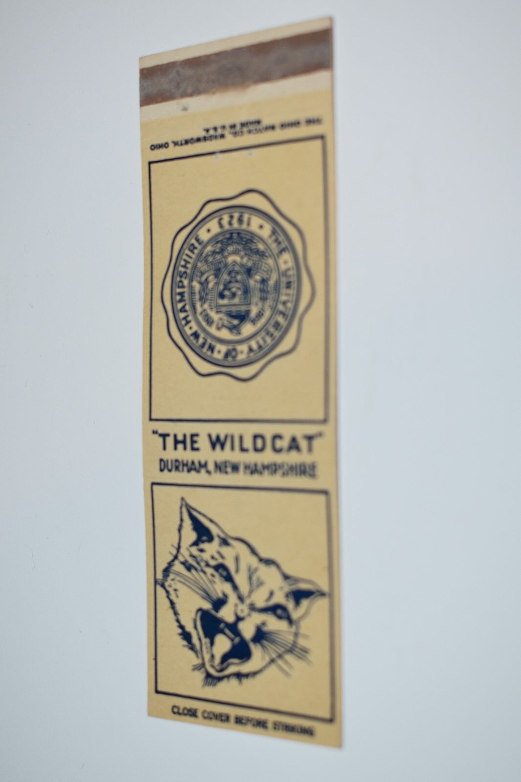University of New Hampshire Durham Wildcat 20 Strike Matchbook Cover | eBay