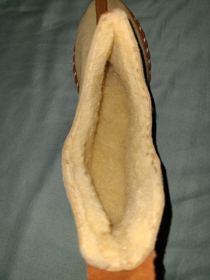 NOS Sioux Mox beige suede & shearling moc booties / slippers, ladies ...
