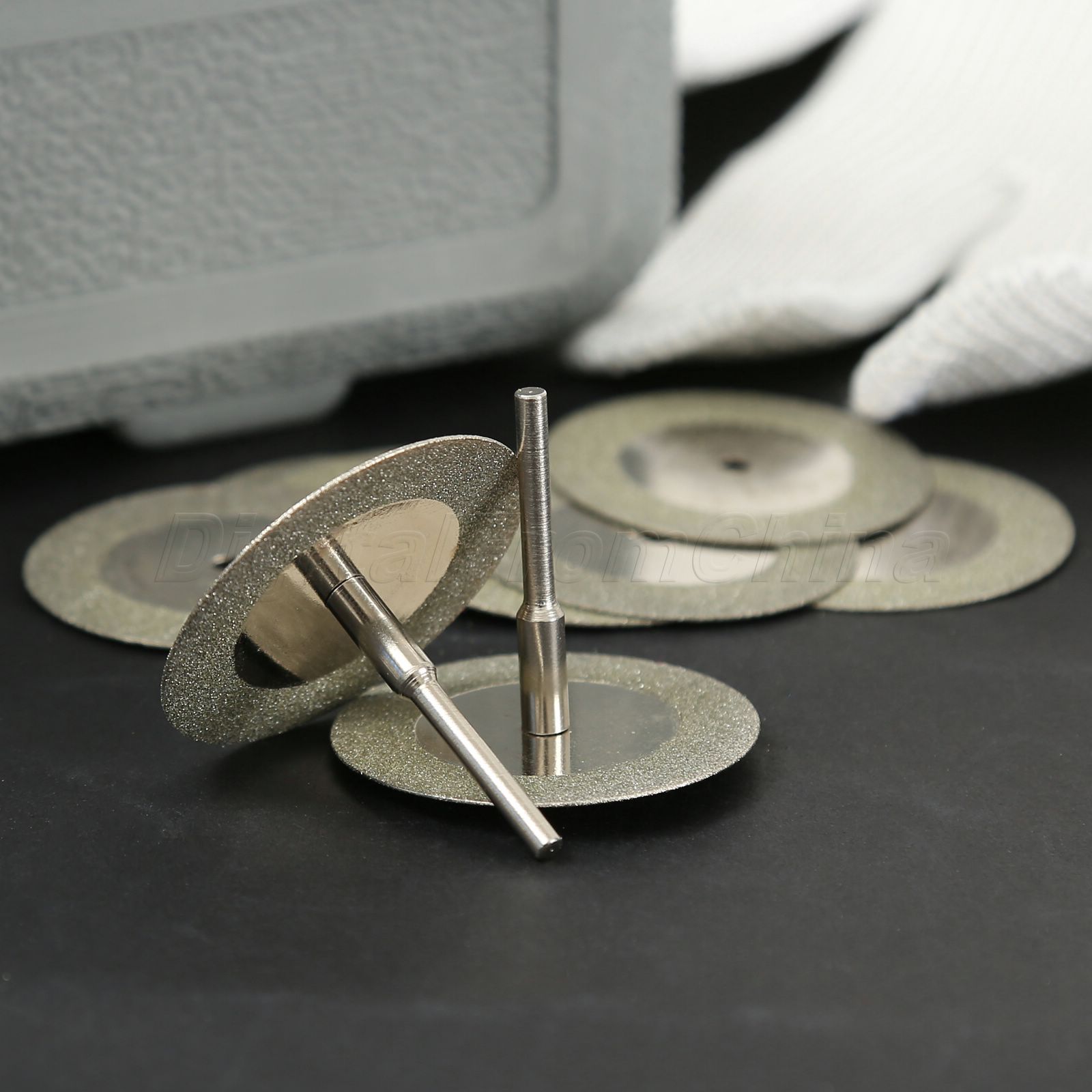 10PCS Diamond Cutting Off 40mm Wheel Disc Rotary Tool w/ 2 Arbor Shaft ...