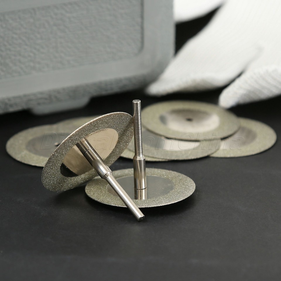 10PCS Diamond Cutting Off 40mm Wheel Disc Rotary Tool w/ 2 Arbor Shaft ...