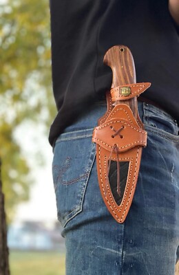 EDC Leather Knife Sheath Fixed Blade Knives belt loop Horizontal ...
