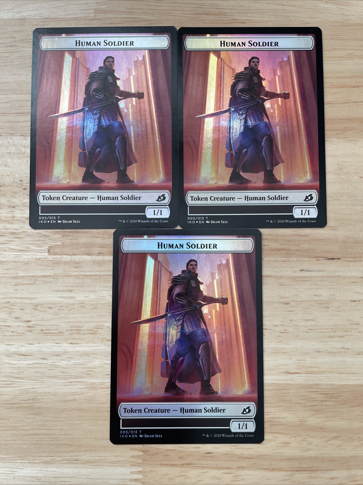 3x x3 MTG Human Soldier / Feather Token IKO FOIL 005/013 & 009/013 NM/M ...