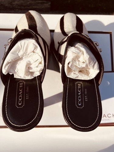 Vtg Y2K Coach Karsen Zebra Print Calf Hair Horsebit Buckle Platform ...