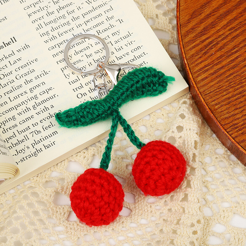 Handmade Knitted Keychain Keyring Crocheted Fruit Pendant Handbag ...