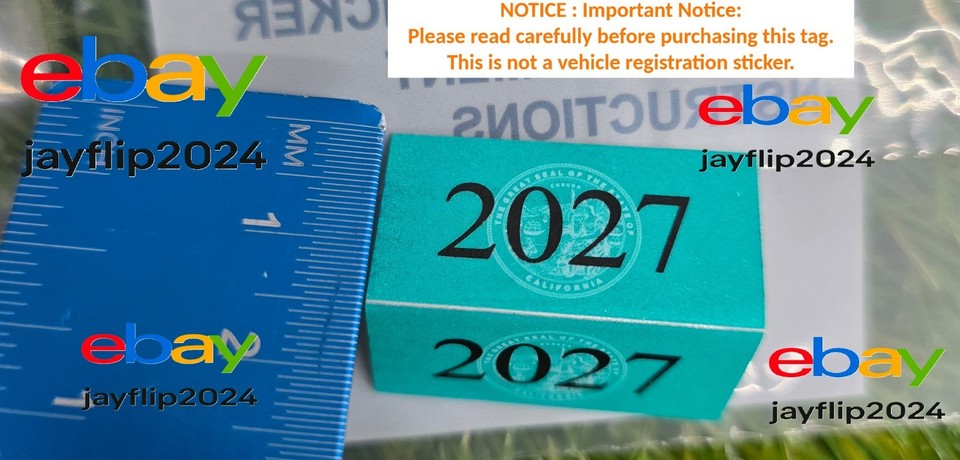 NOT A REGISTRATION TAG-DMV STICKER CVRA 2027 GREEN California ...