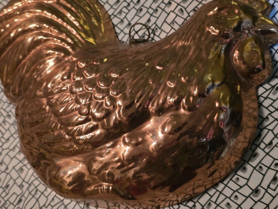 Vintage Copper 10 In Baking Mold Pan Chicken Rooster Hen Wall Hang ...